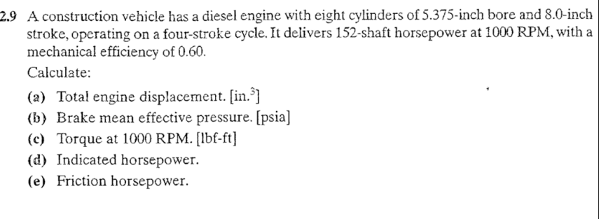 Solved 9 A construction vehicle has a diesel engine with | Chegg.com