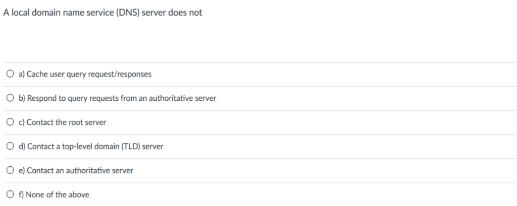 Solved A local domain name service (DNS) server does not O | Chegg.com