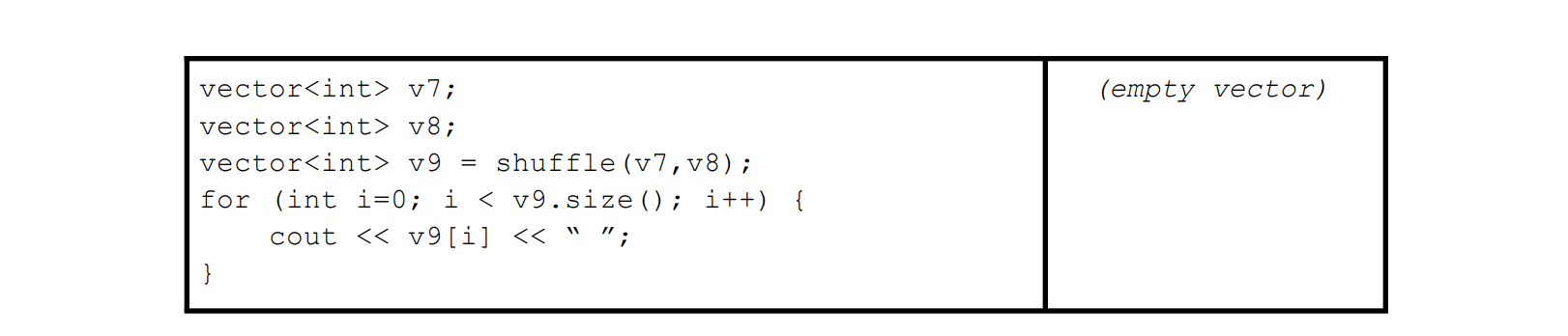 Solved Question 2 (7.5 points) - Vector shuffle Write a | Chegg.com