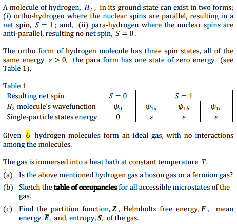 Solved A molecule of hydrogen, H2, in its ground state can | Chegg.com