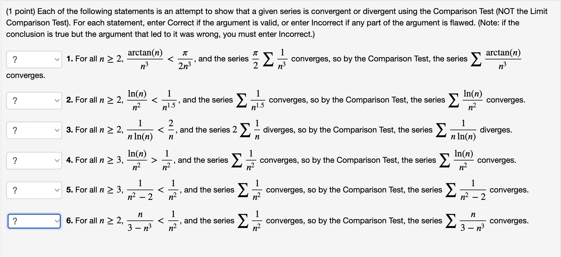 Solved (1 point) Each of the following statements is an | Chegg.com