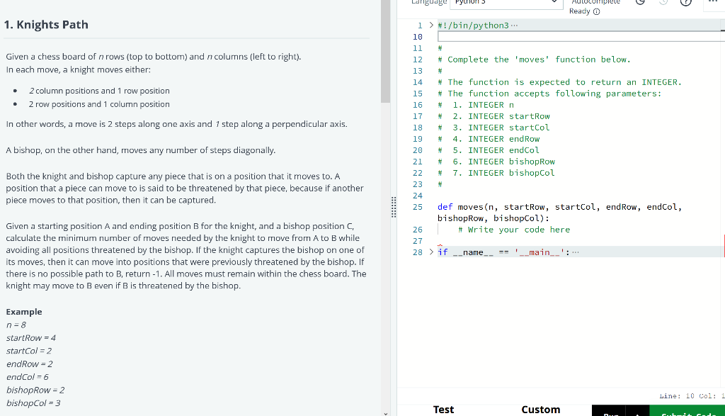 Solved 1. Knights Path Given a chess board of n rows (top to | Chegg.com