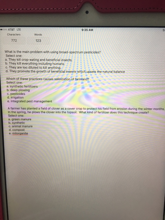 Solved 000 AT&T LTE 9:35 AM Characters Words 772 What is the | Chegg.com