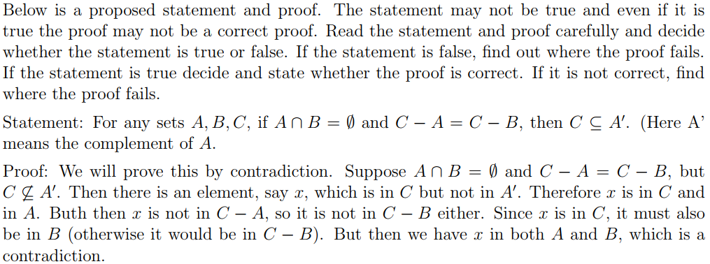 Solved Below is a proposed statement and proof. The | Chegg.com