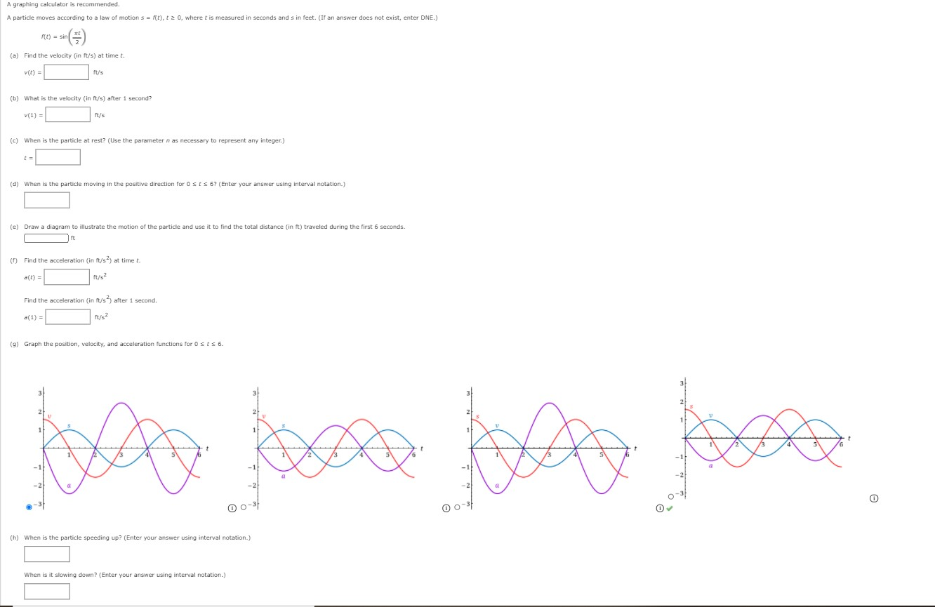 Solved A graphing calculator is recommended. A particle | Chegg.com