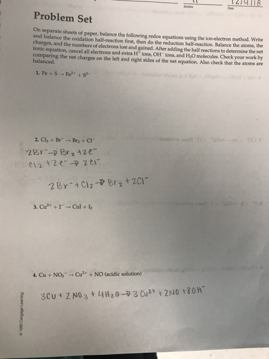Solved Dste Problem Set On separate sheets of paper, balance | Chegg.com