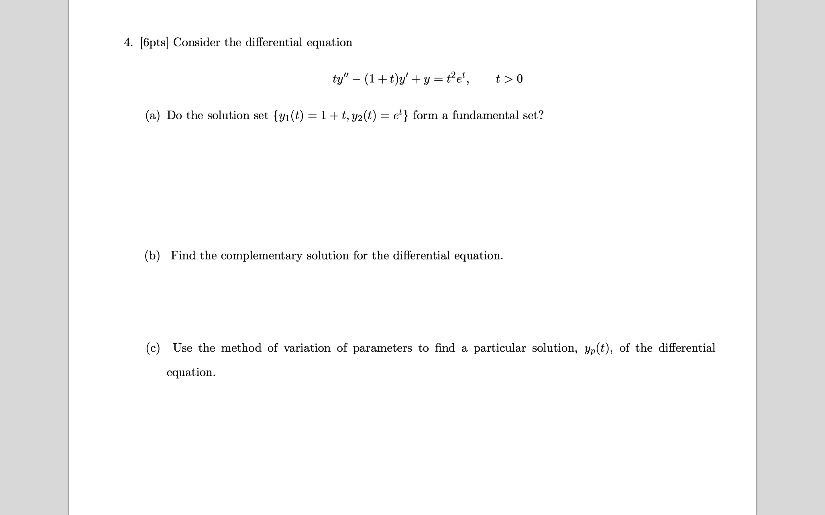 Solved [6pts] ﻿Consider the differential | Chegg.com