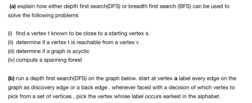 Solved (a) explain how either depth first search(DFS) or | Chegg.com