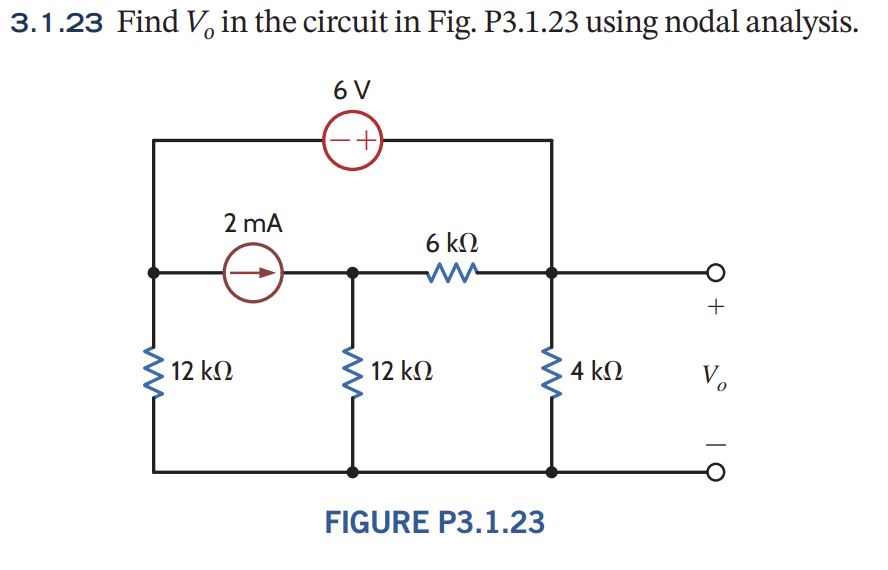 Solved 3.1.23 ﻿Find \( ﻿V_{o} \) ﻿in the circuit in Fig. | Chegg.com