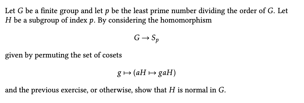 Solved Let G be a finite group and let p be the least prime | Chegg.com