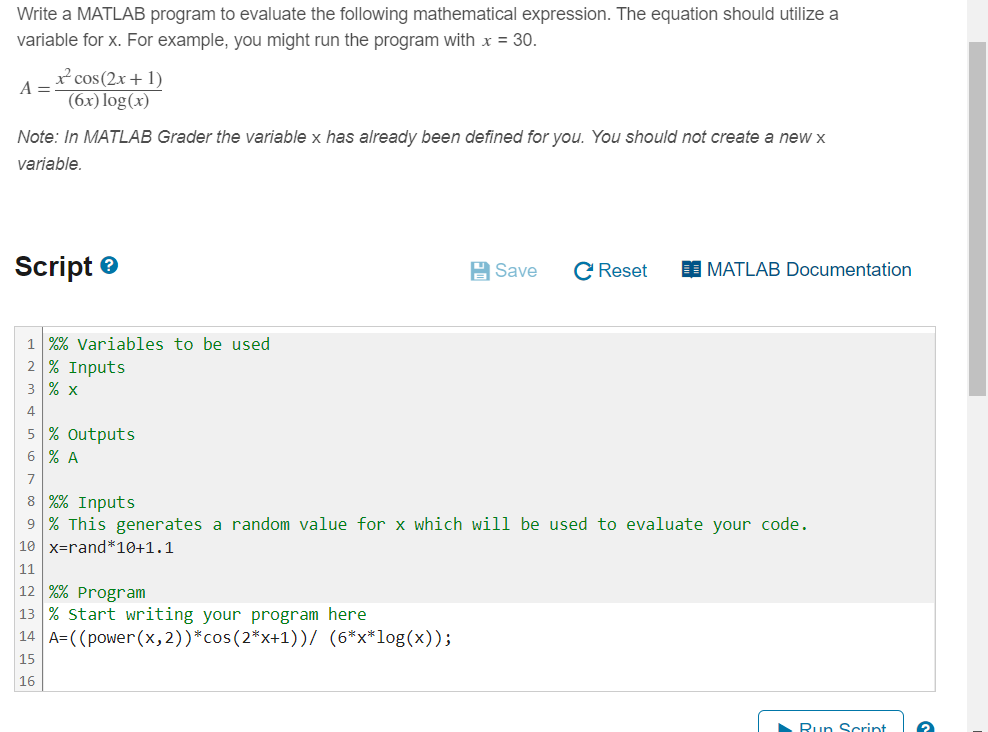 Solved Write a MATLAB program to evaluate the following | Chegg.com