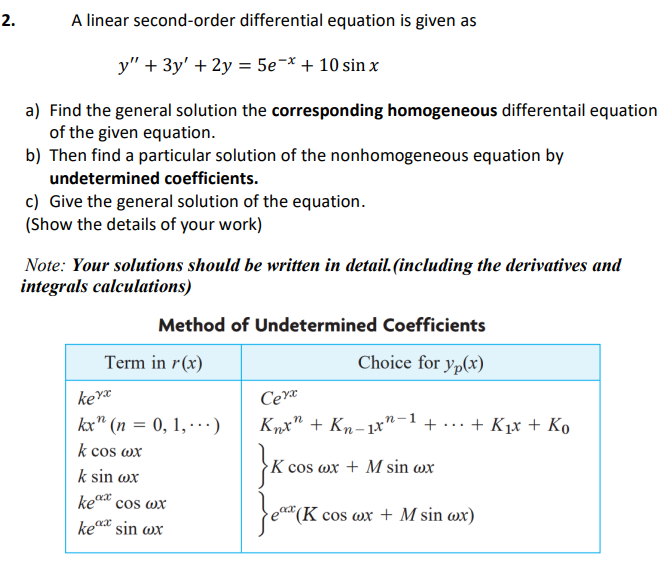 Solved A linear second-order differential equation is given | Chegg.com