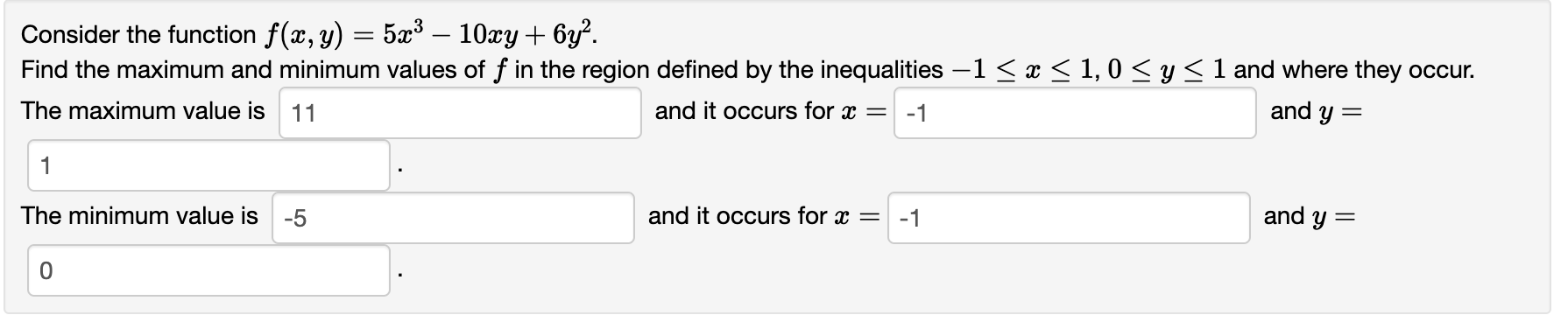 Solved Consider the function f(x,y)=5x3-10xy+6y2.Find the | Chegg.com