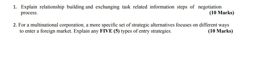 Solved 1. Explain relationship building and exchanging task | Chegg.com