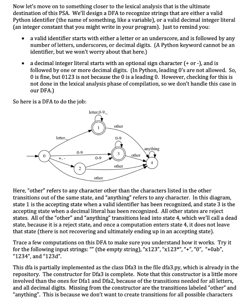 Python DFA problem. Code will need to be written in | Chegg.com
