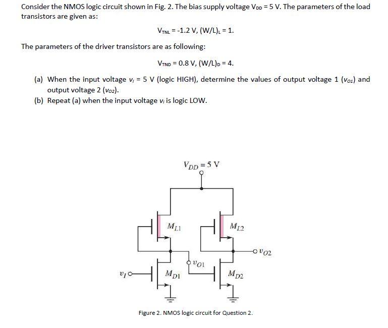 Solved Consider the NMOS logic circuit shown in Fig. 2. The | Chegg.com