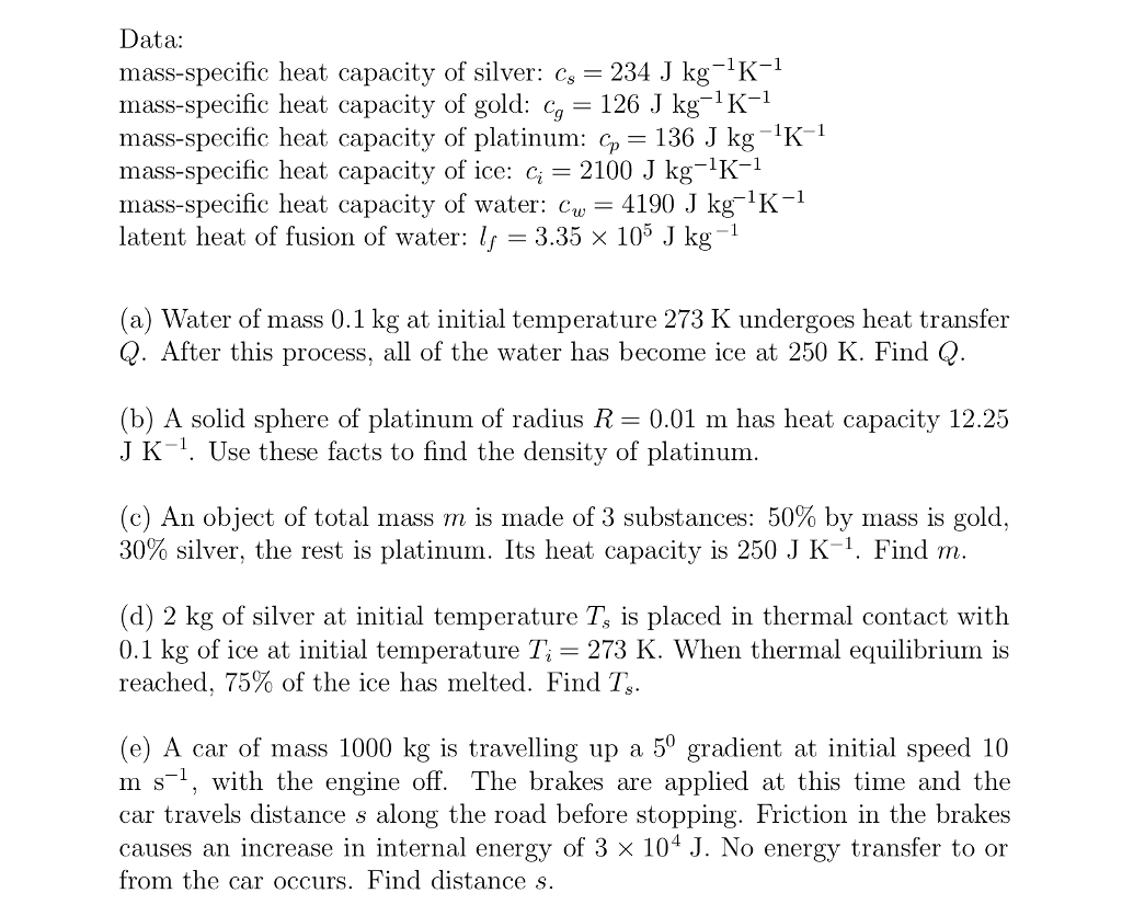 Solved Data: mass-specific heat capacity of silver: cs 234 J | Chegg.com