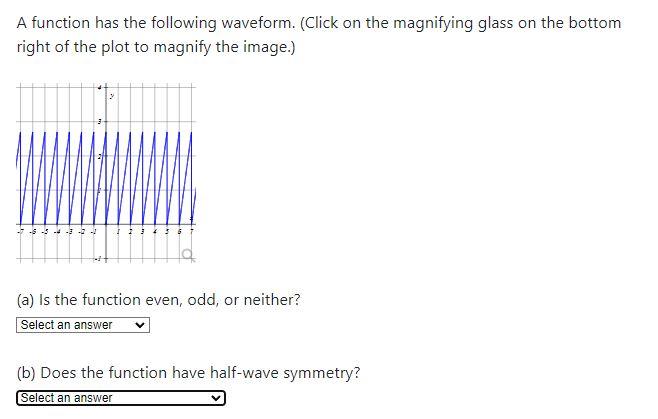 Solved a) even or odd or neither? b) have half-wave symmetry | Chegg.com