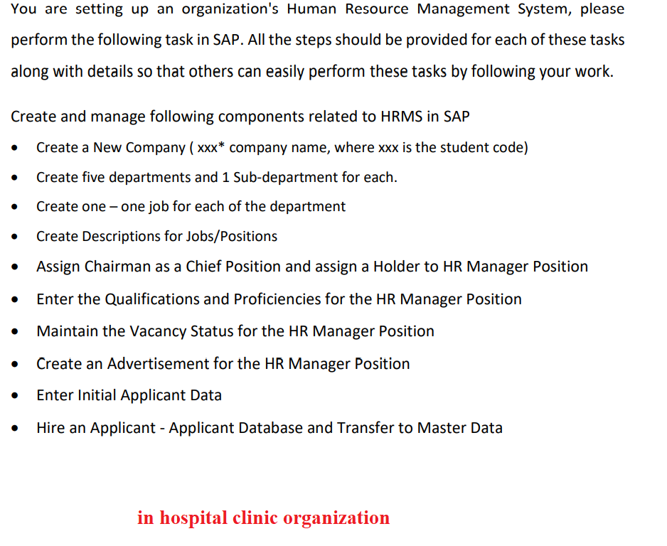 You are setting up an organization's Human Resource | Chegg.com