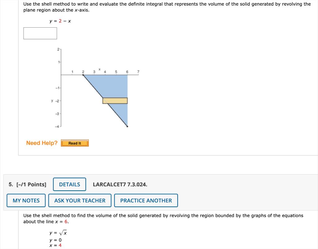 Solved Use the shell method to write and evaluate the | Chegg.com