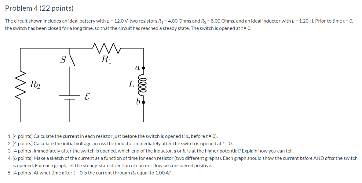 Solved Problem 4 (22 points) The circuit shown includes an | Chegg.com