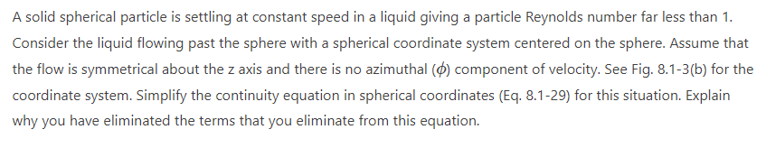 A solid spherical particle is settling at constant | Chegg.com