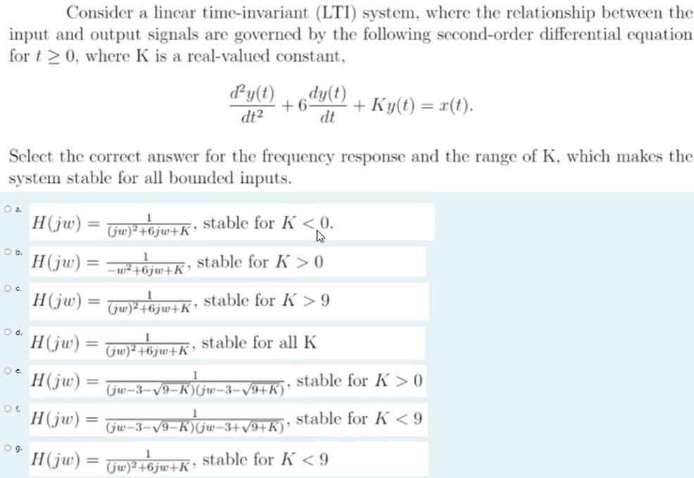 Solved Consider a linear time-invariant (LTI) system, where | Chegg.com