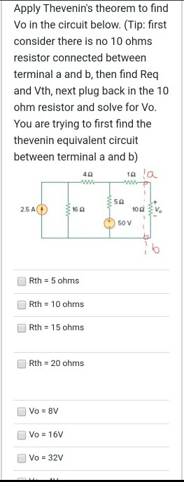 Solved Apply Thevenin's theorem to find Vo in the circuit | Chegg.com