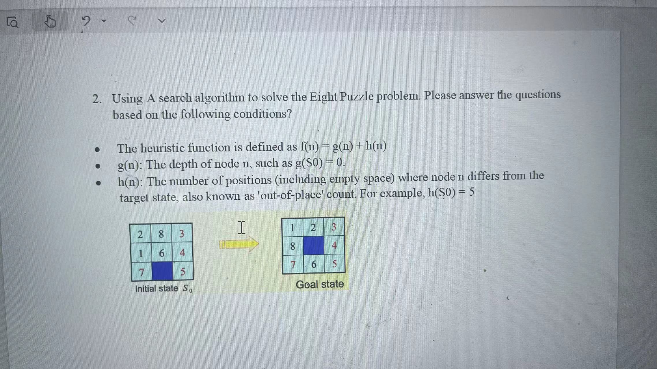 Using A search algorithm to solve the Eight Puzzle | Chegg.com