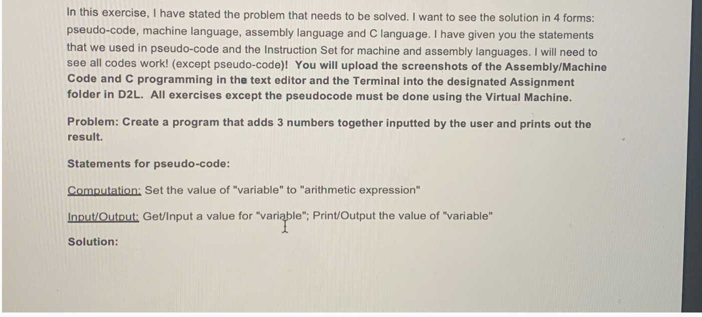 Solved Please create a program that adds 3 ﻿numbers together | Chegg.com