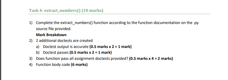 Solved PLEASE READ CARFULLY AND USE DOCTEST def | Chegg.com