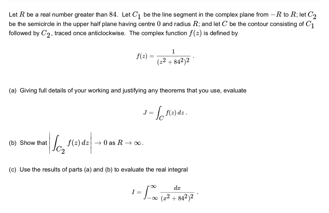 Solved Let R be a real number greater than 84 . Let C1 be | Chegg.com