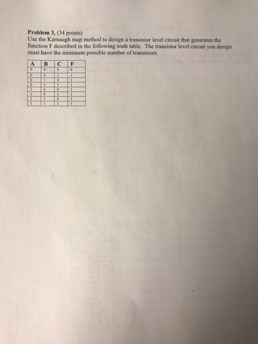 Solved Problem 3, (34 points) Use the Karnaugh map method to | Chegg.com