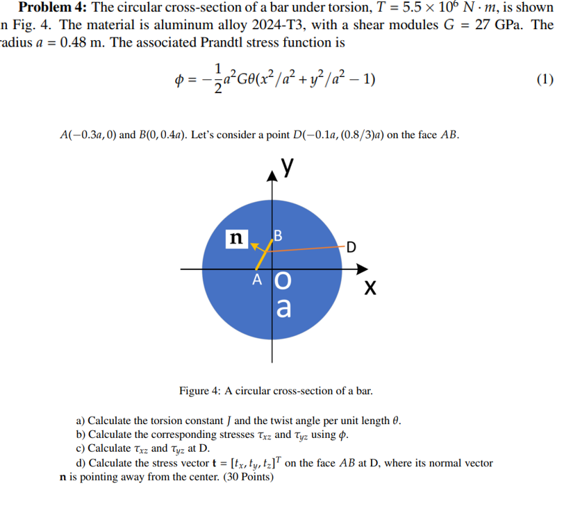 Solved Problem 4: The circular cross-section of a bar under | Chegg.com