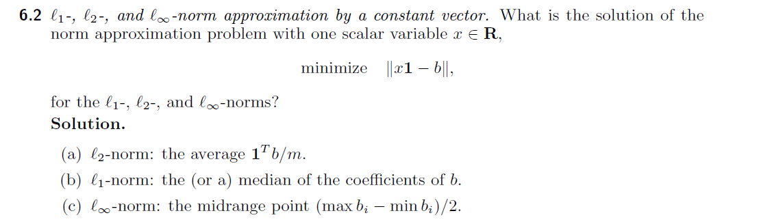 6.2 l1-, l2-, and lo-norm approximation by a constant | Chegg.com