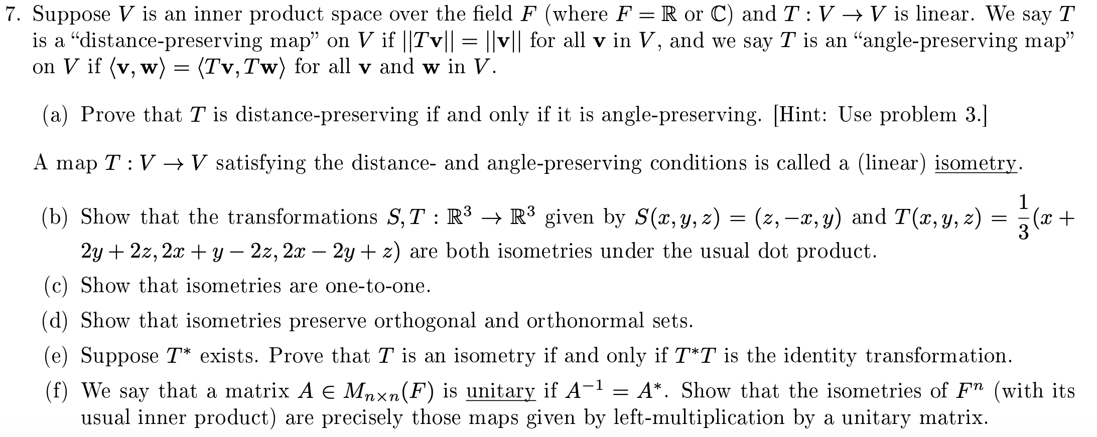 Solved Suppose V is an inner product space over the field F | Chegg.com