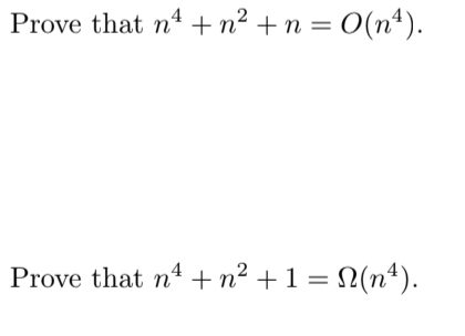 Solved Prove that n4 + n2 + n O(n4). Prove that n4 + n2 + | Chegg.com