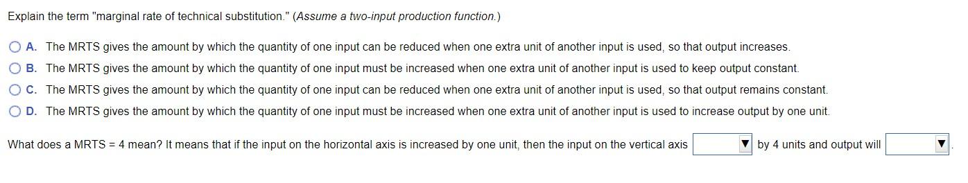 Solved Explain the term "marginal rate of technical | Chegg.com