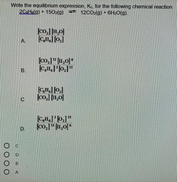 Solved Write the equilibrium expression, Kc, for the | Chegg.com
