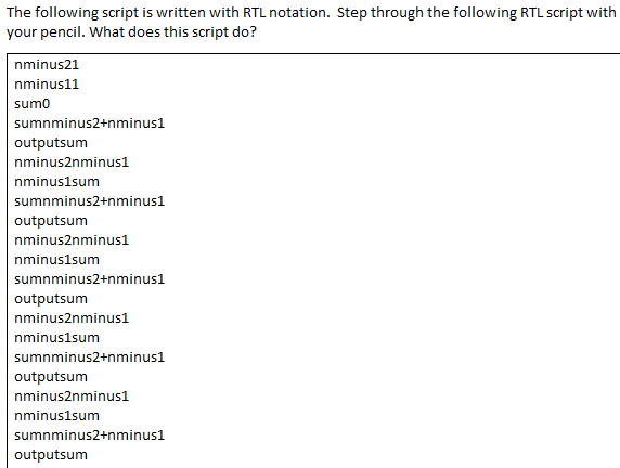The following script is written with RTL notation. | Chegg.com