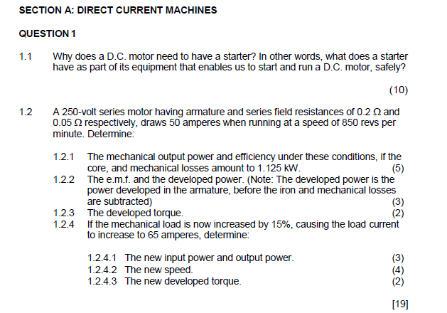 Solved Electrical machines II Please show all working as I | Chegg.com