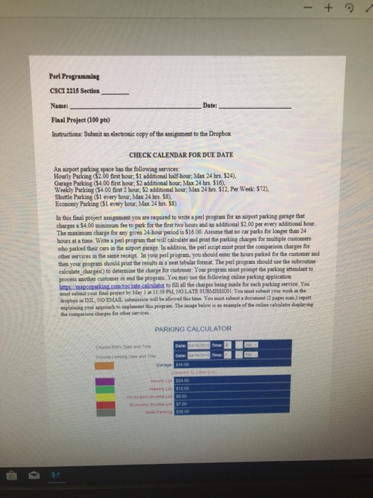 Perl Programming Csci 2215 Section Date Final 7808
