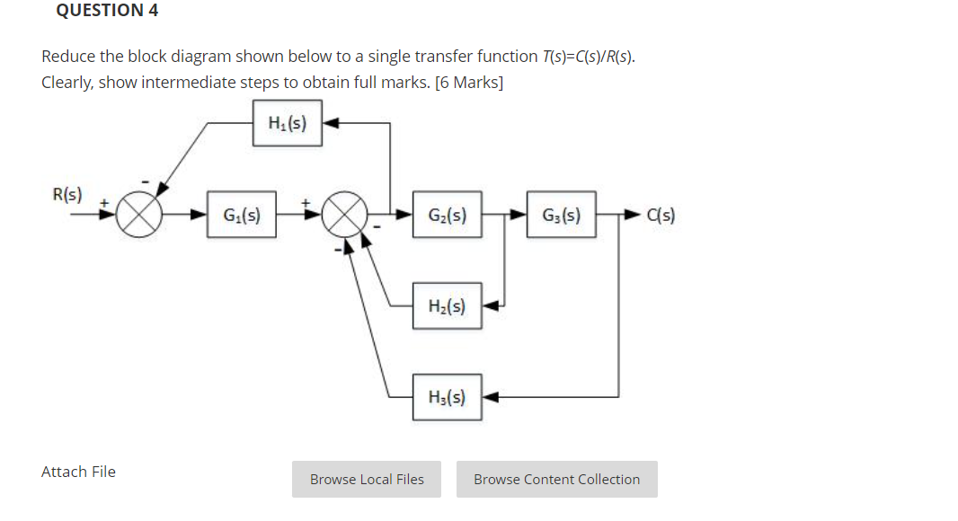 Solved Reduce the block diagram shown below to a single | Chegg.com