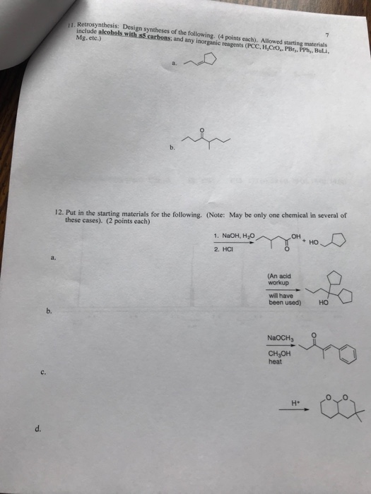 Solved 1. Retrosynthesis: Design syntheses of the following. | Chegg.com