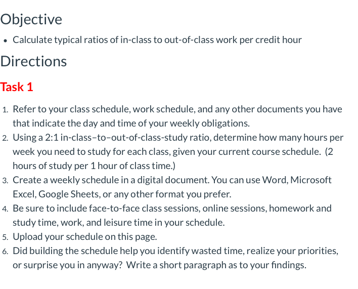 Objective Calculate typical ratios of in-class to | Chegg.com