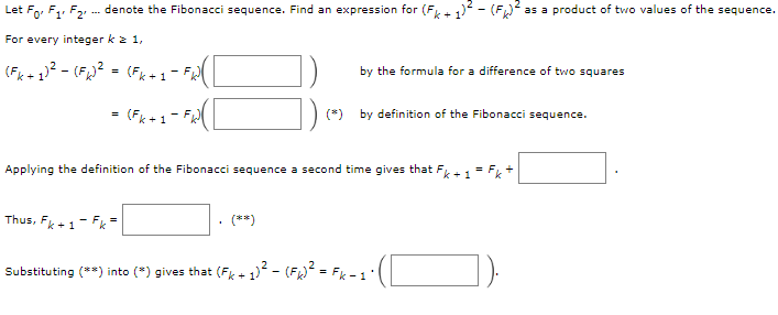 Let F0'F1,F2, ... ﻿denote the Fibonacci sequence. | Chegg.com
