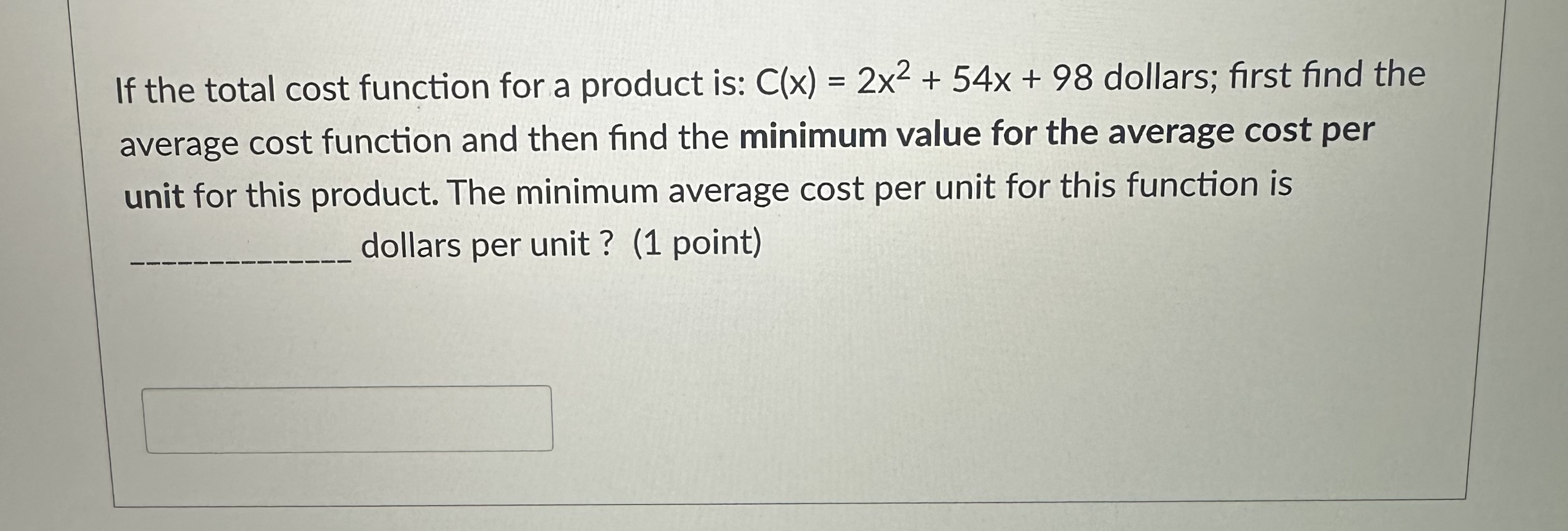 Solved If the total cost function for a product is: | Chegg.com