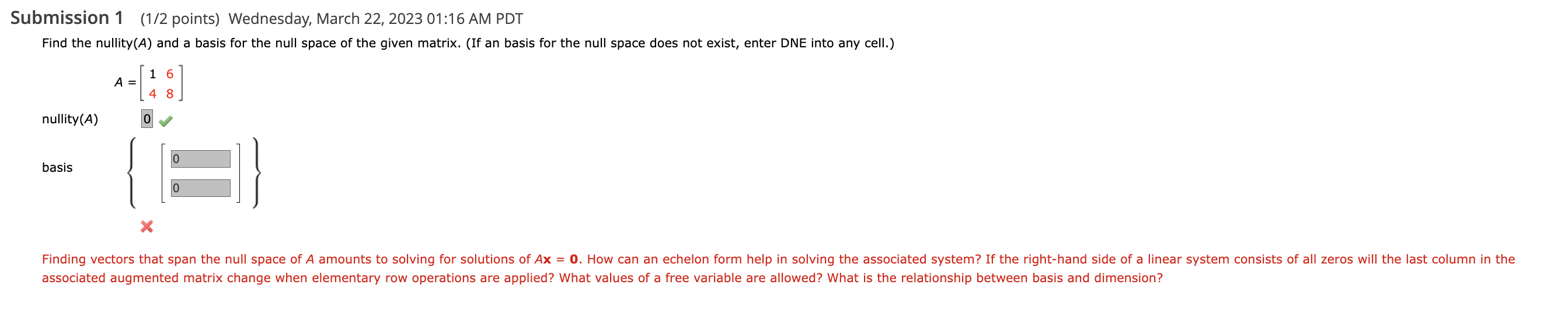 Solved Submission 1 (1/2 points) Wednesday, March 22, 2023 | Chegg.com