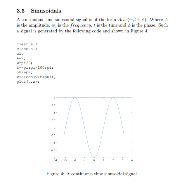 Solved 3.5 Sinusoidals A continuous-time sinusoidal signal | Chegg.com