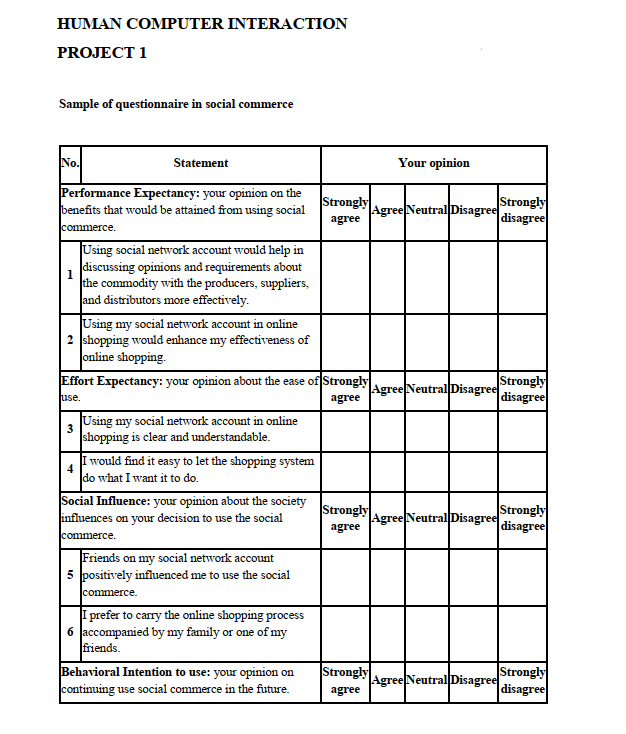 HUMAN COMPUTER INTERACTION PROJECT 1 Overview: User | Chegg.com